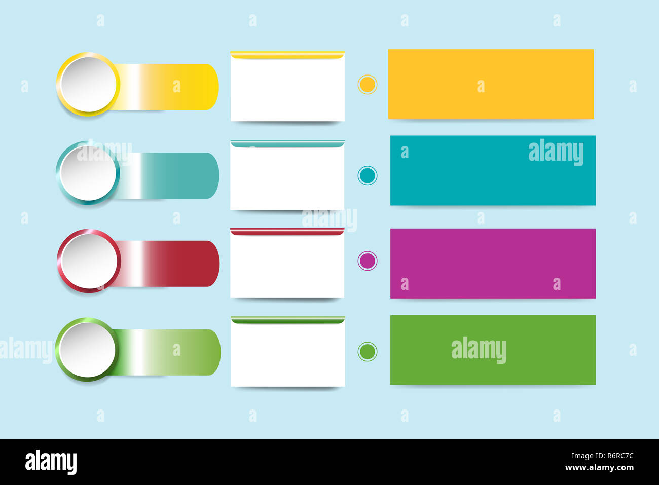 The infograph of four rectangles and circles labels Stock Photo - Alamy