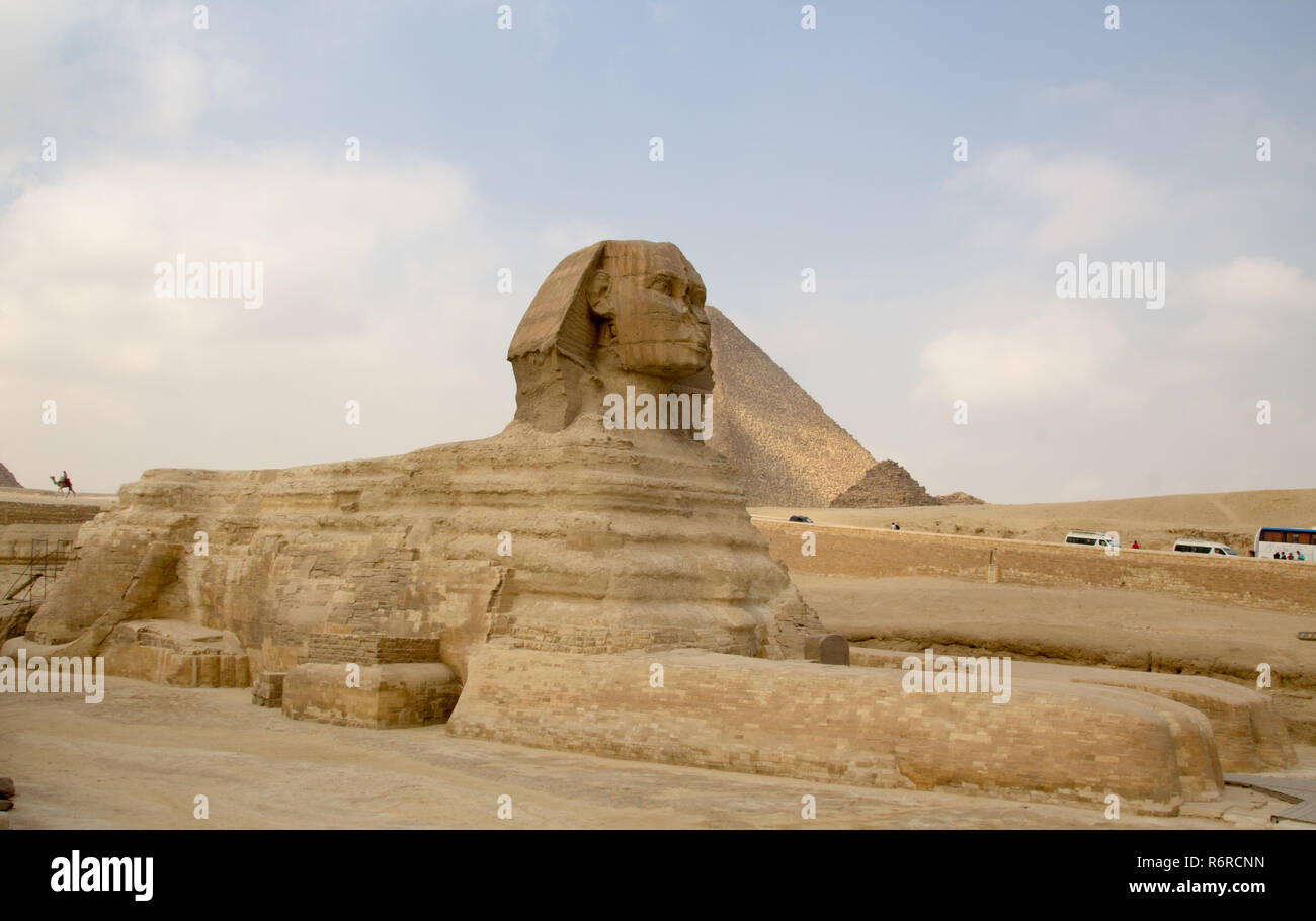 Cairo, Egypt – November 12, 2018: photo for the Sphinx in the Pyramids ...