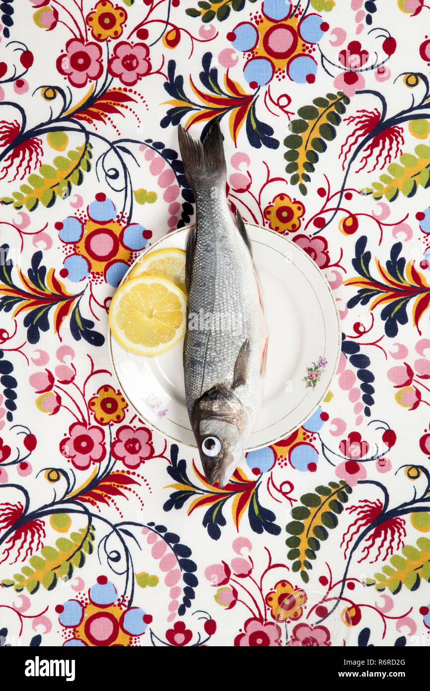 fish flower plate eye doll Stock Photo - Alamy