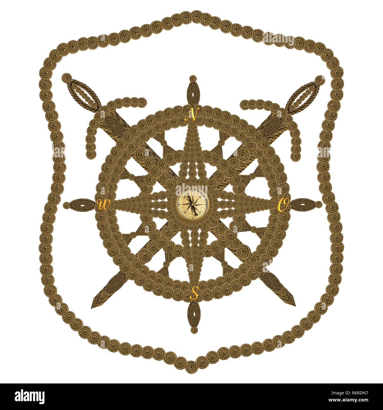 compass wheel and sword Stock Photo - Alamy