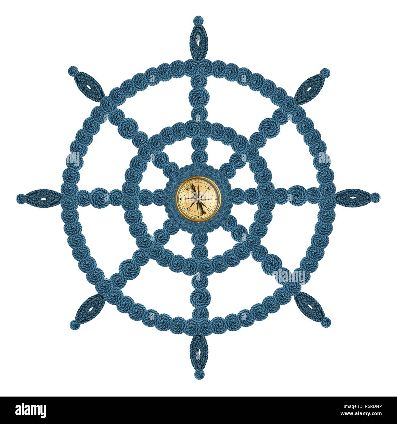 compass and steering wheel Stock Photo - Alamy