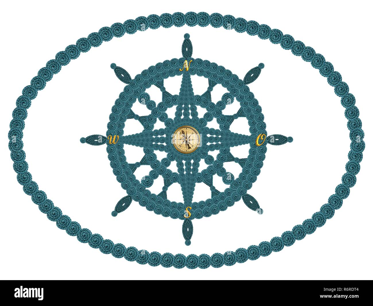 compass and steering wheel Stock Photo - Alamy