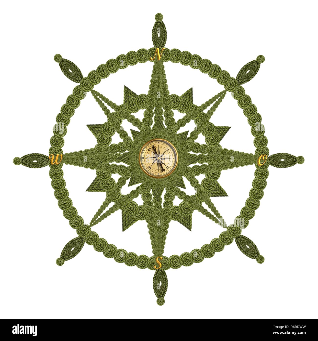 compass and steering wheel Stock Photo - Alamy