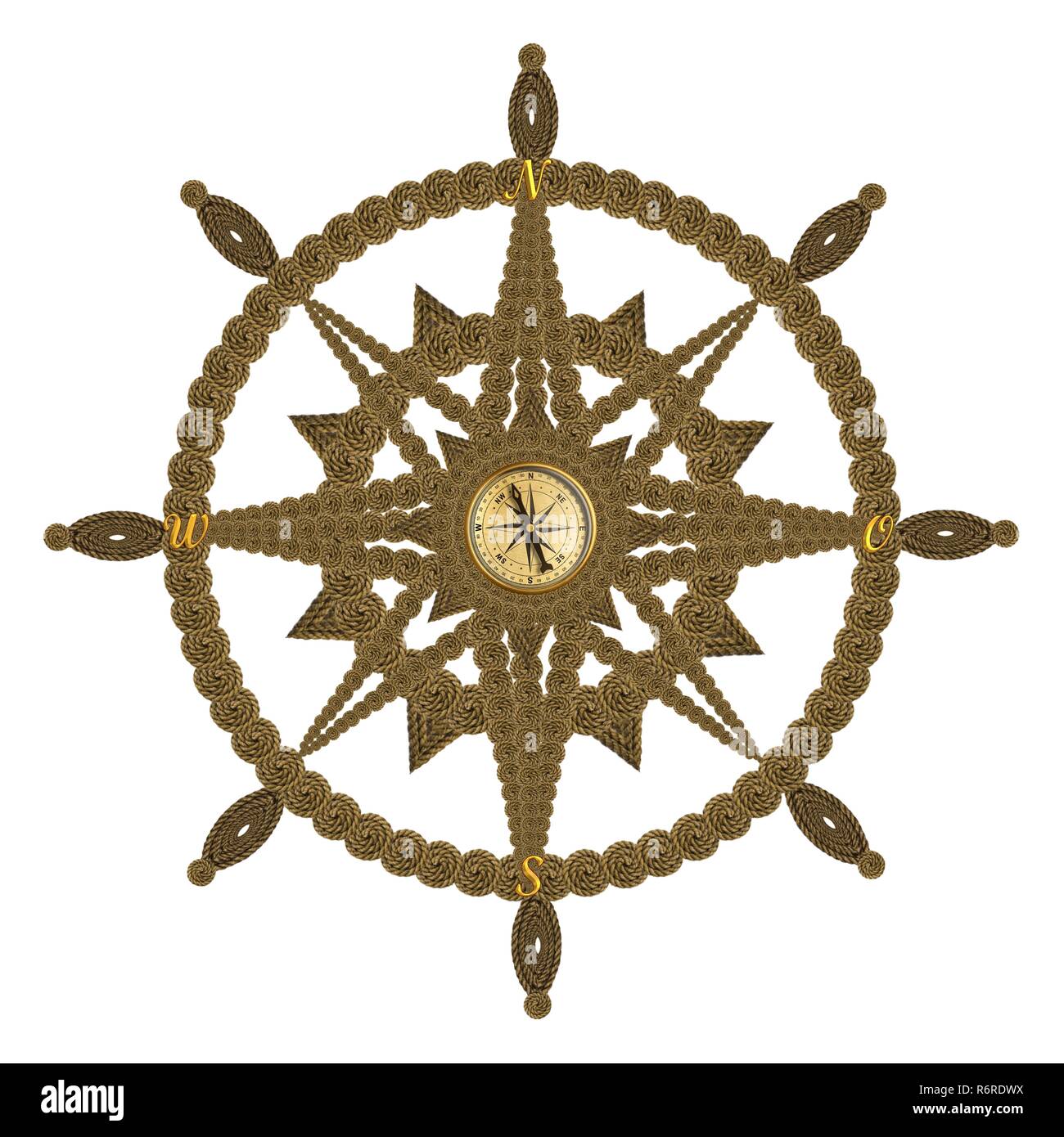 compass and steering wheel Stock Photo - Alamy