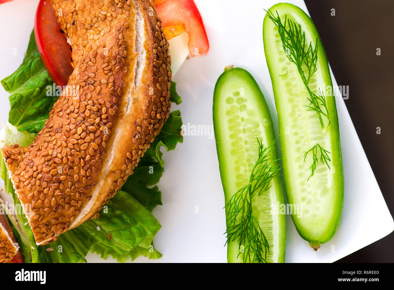 Breakfast with the sesame ring Stock Photo - Alamy