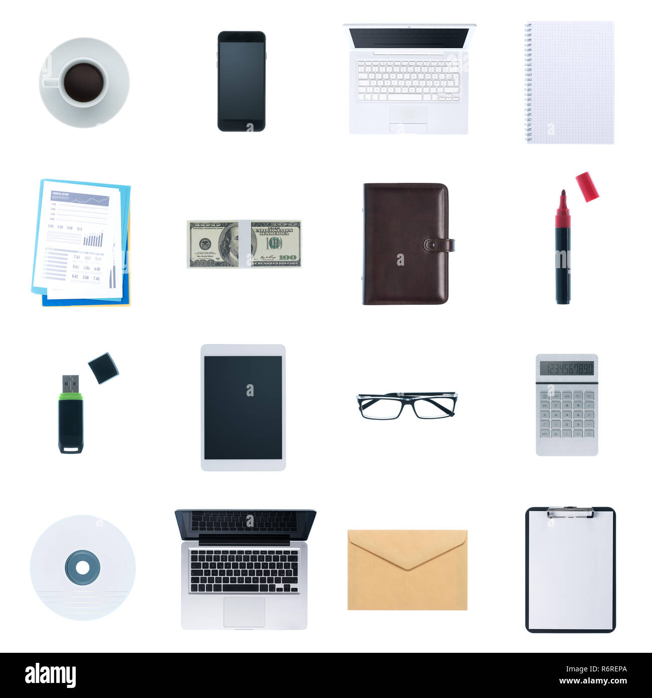 Business desktop objects set Stock Photo - Alamy