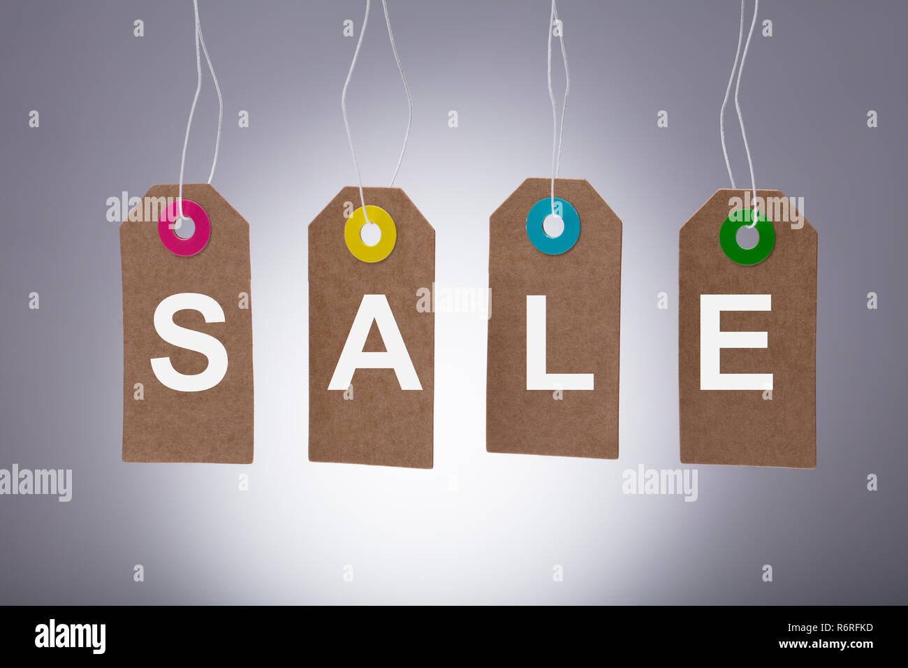 Multi Colored Tags With Sale Word Stock Photo - Alamy