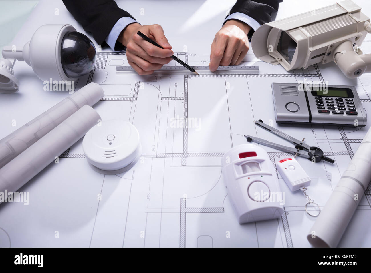 Close-up Of An Architect's Hand Drawing Blueprint Stock Photo - Alamy