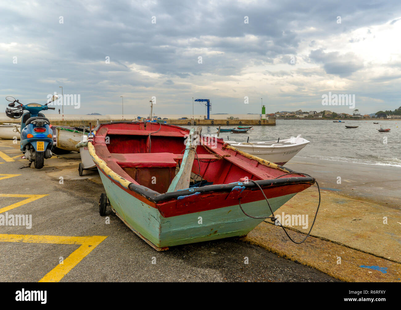 Vigo/Galicia - Spain - 11/25/18 - A vesper and row boats in Canido ...