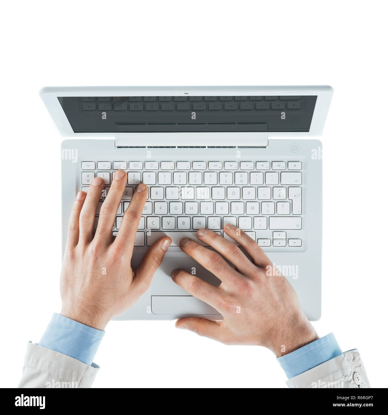 Businessman hands typing computer Cut Out Stock Images & Pictures - Alamy