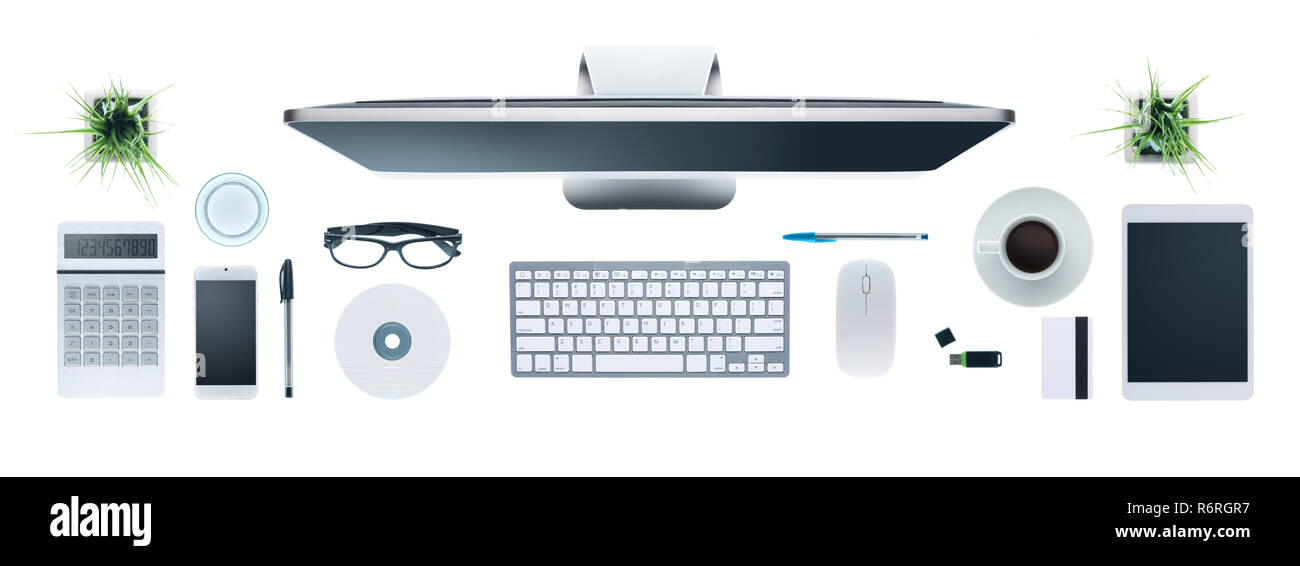 Top view desk banner Cut Out Stock Images & Pictures - Alamy