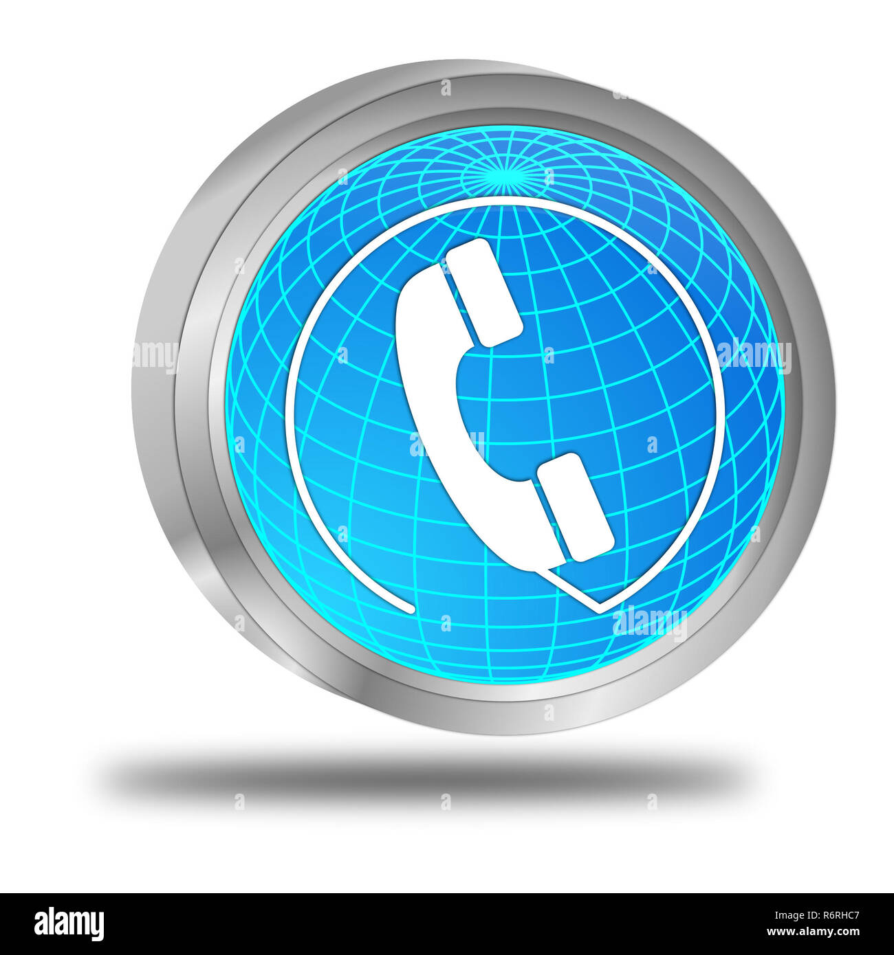 decorative glossy blue Phone call Button - 3D illustration Stock Photo ...