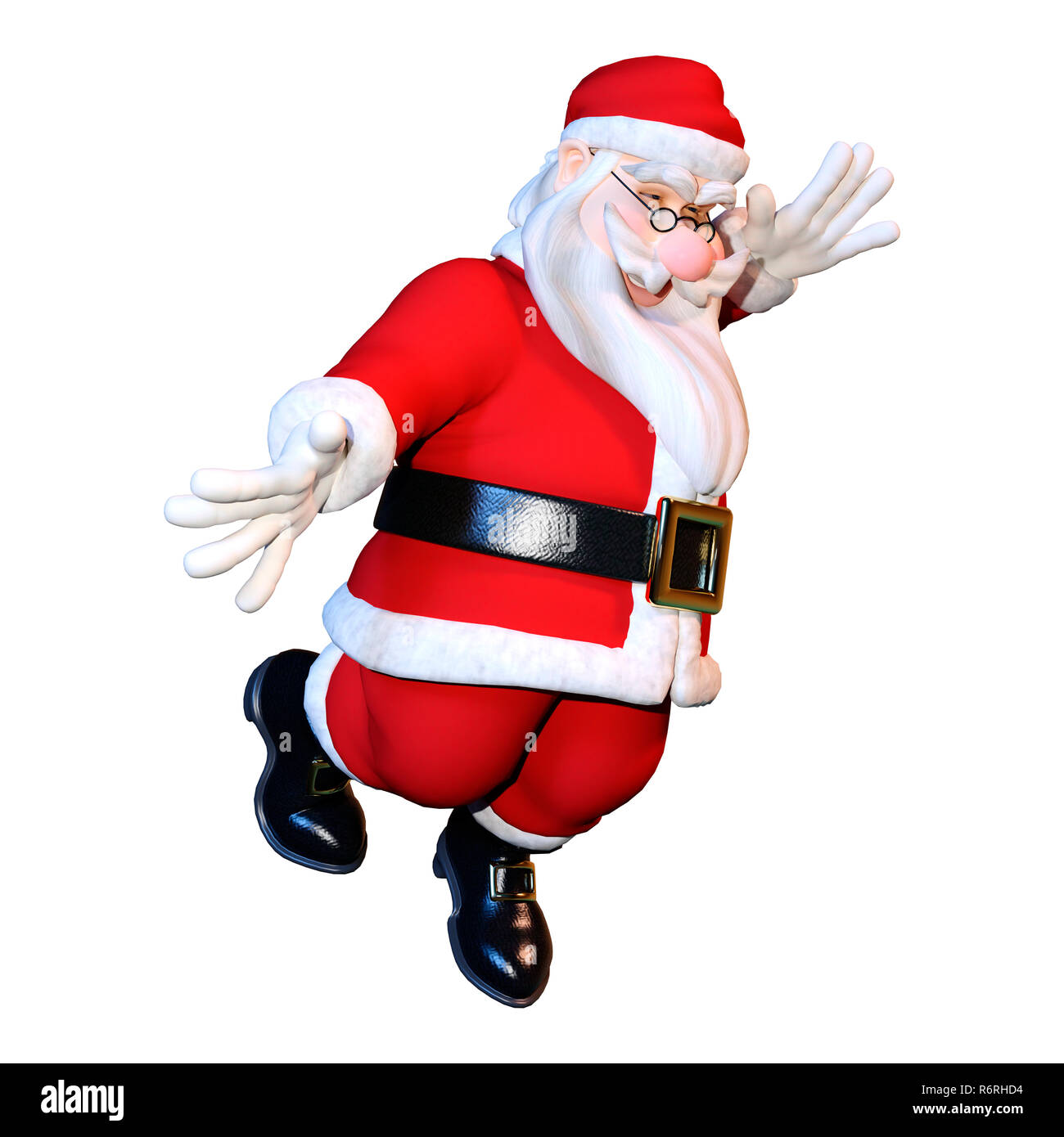 3D rendering of a Christmas Santa exercising isolated on white ...