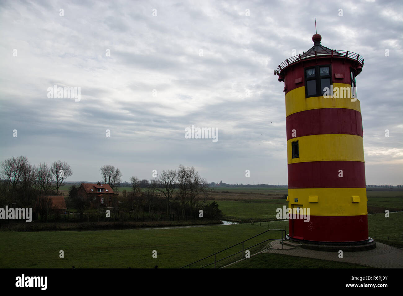 Lighthouse pilsum germany lower krummhoern pilsum hi-res stock ...