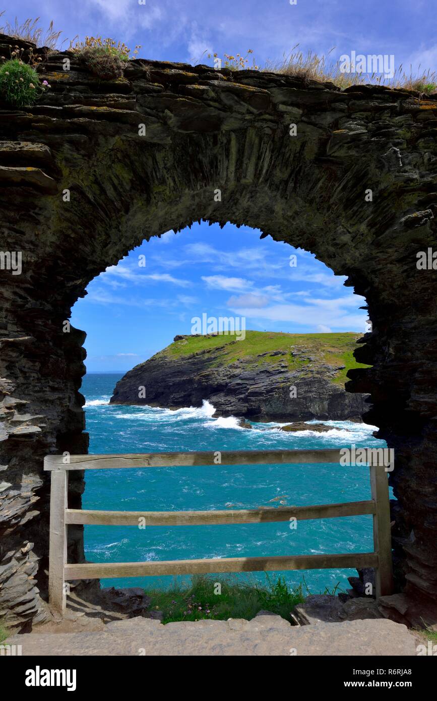 Tintagel castle landing gate, Island Peninsula,Cornwall,England,UK ...