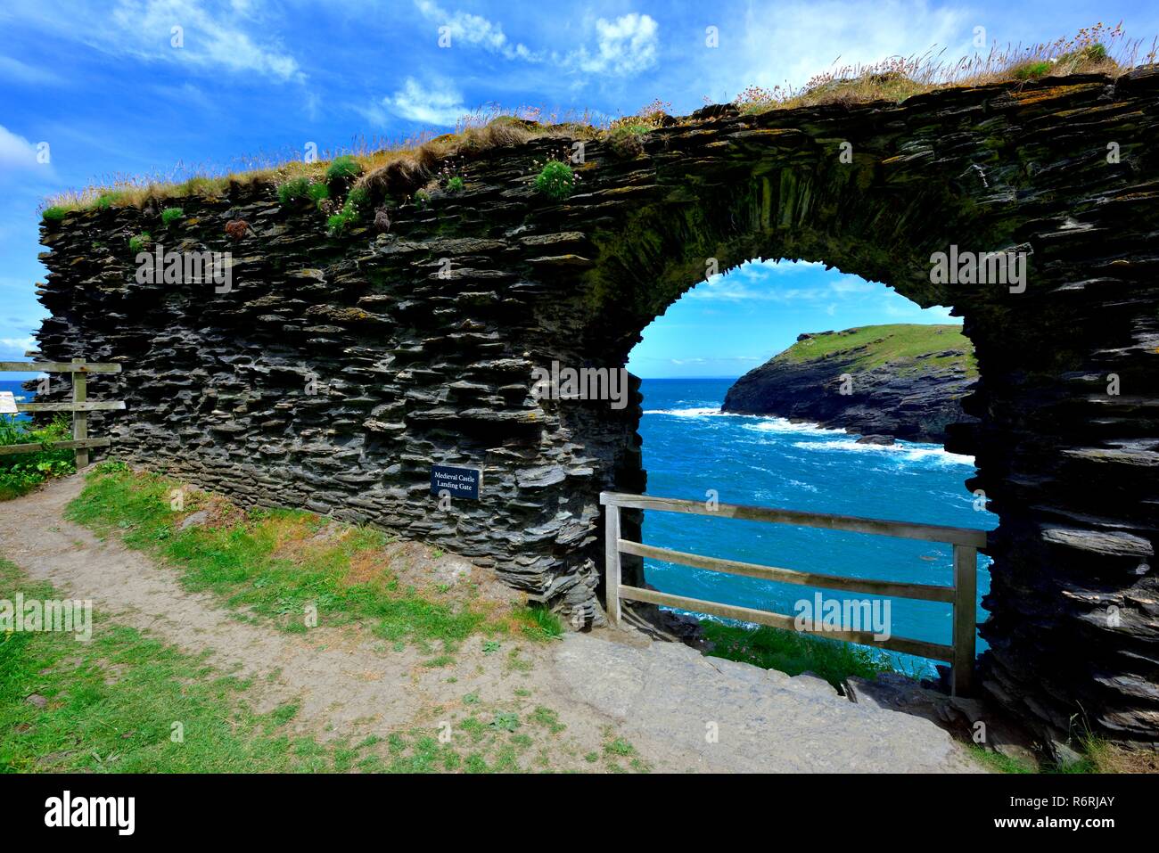 Tintagel castle landing gate, Island Peninsula,Cornwall,England,UK ...
