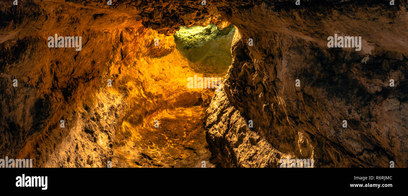 Inside volcanic cave Cueva de los Verdes Stock Photo - Alamy