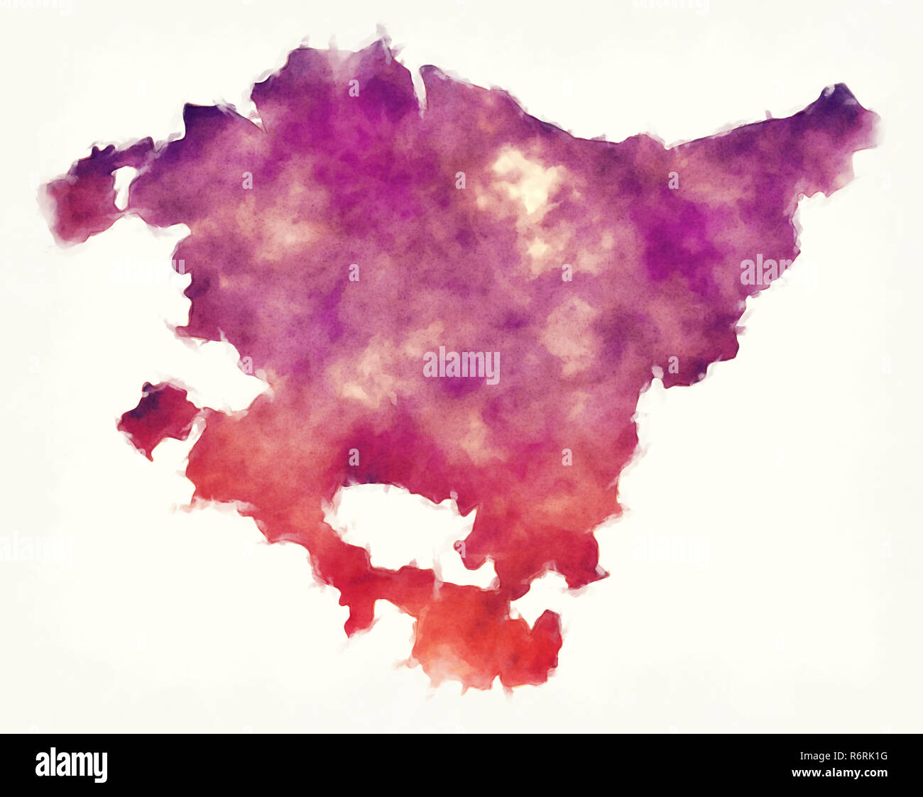 Pais Vasco region watercolor map of Spain in front of a white ...