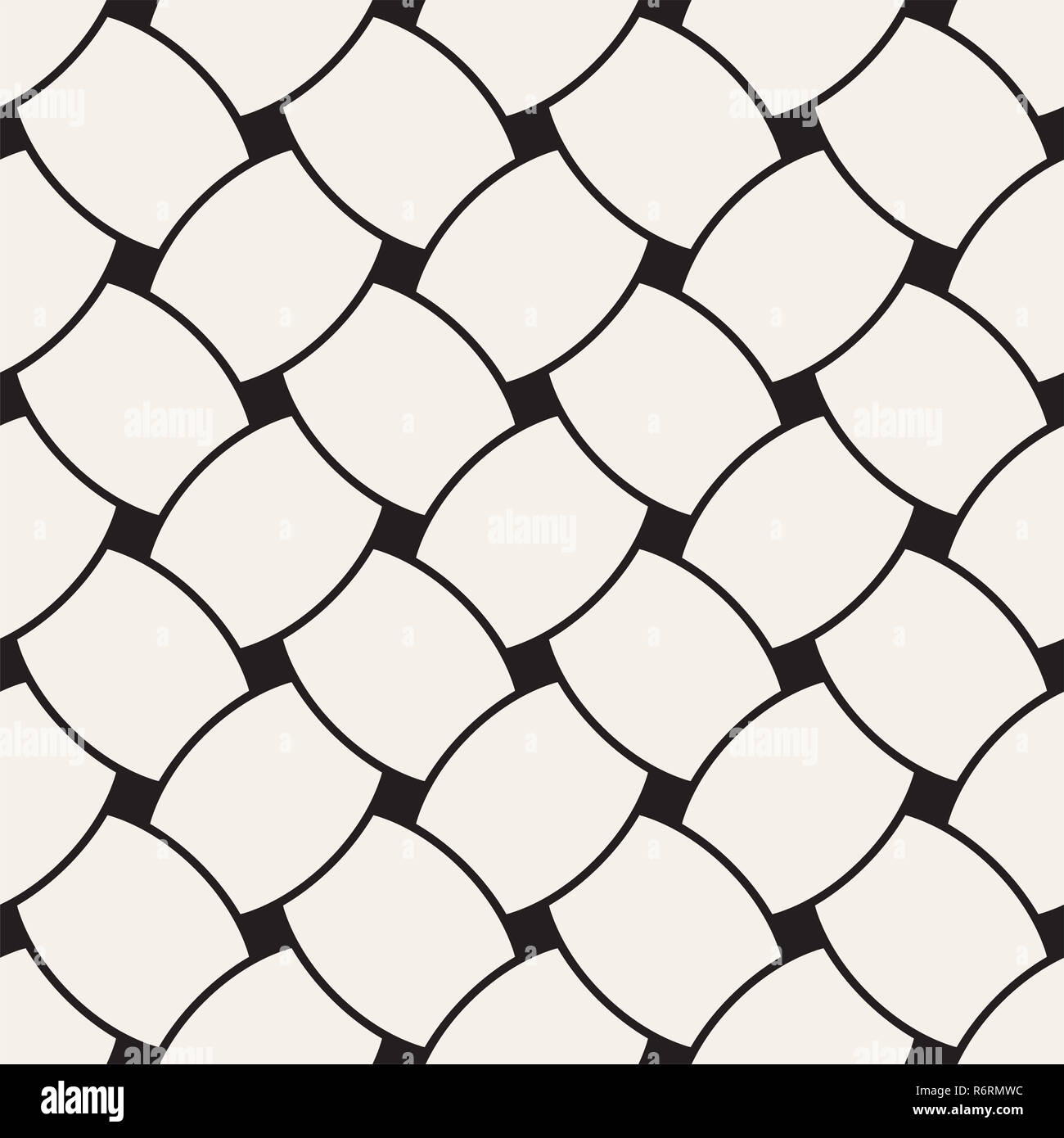 Vector Geometric Seamless Pattern With Curved Shapes Grid Abstract