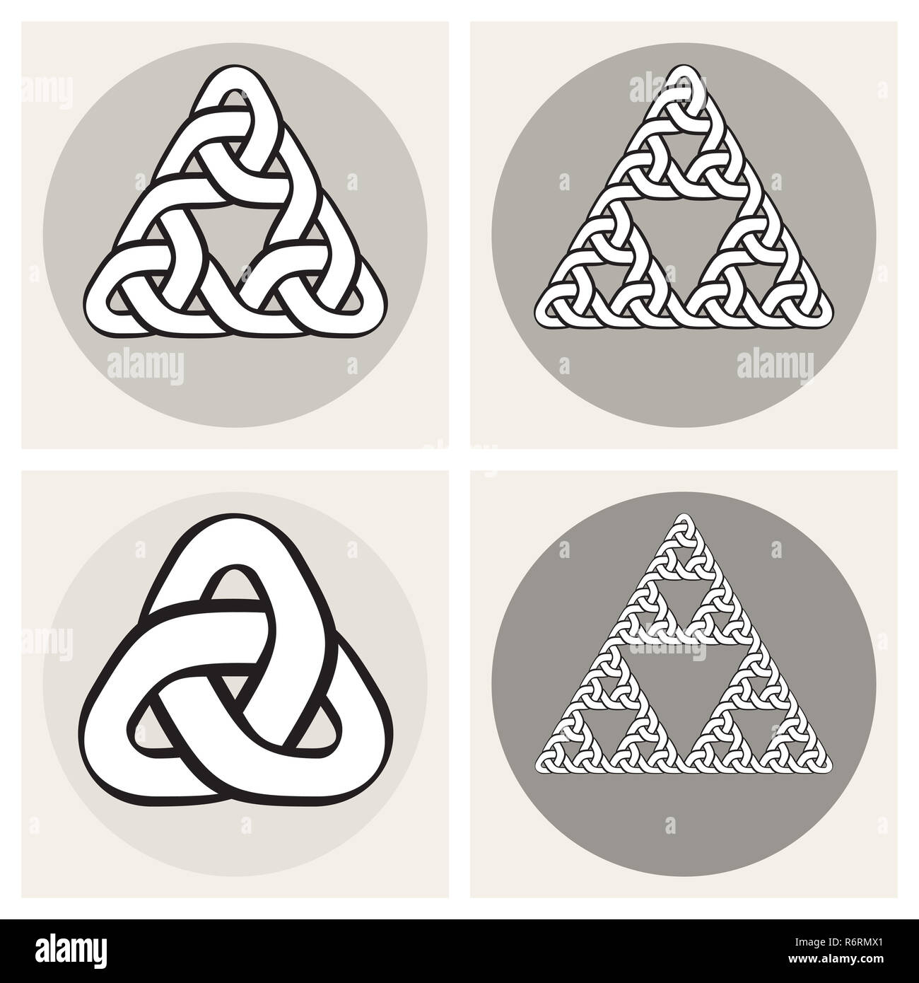 Set Of Four Vector Celtic Interweaving Line Triangle Knots Design ...