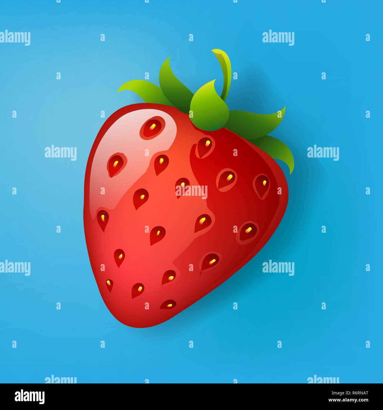 Strawberry vector isolated on blue background, vector illustration ...