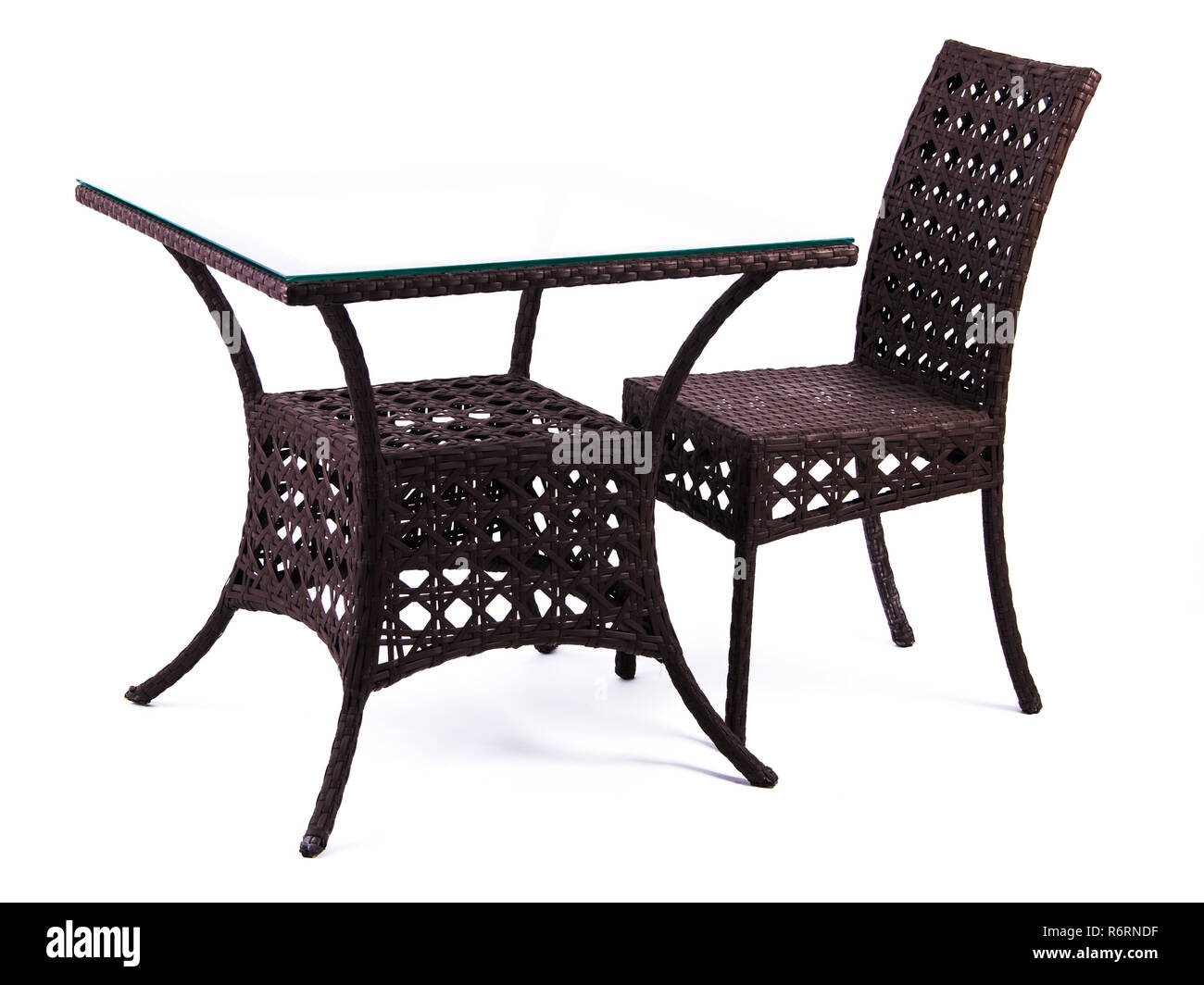 Tables and chairs artificial rattan Stock Photo - Alamy