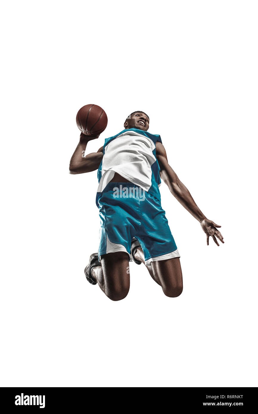Full length portrait of a basketball player with ball Stock Photo - Alamy
