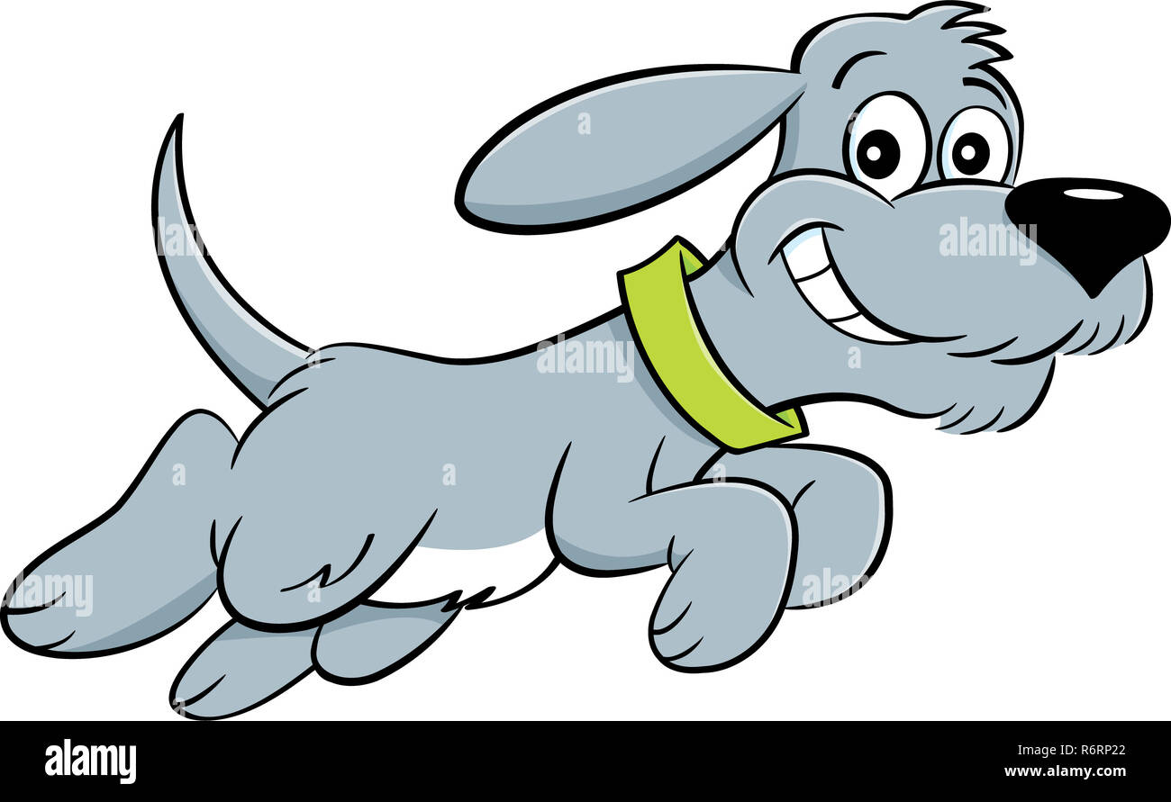 Cartoon illustration of a dog leaping Stock Photo - Alamy