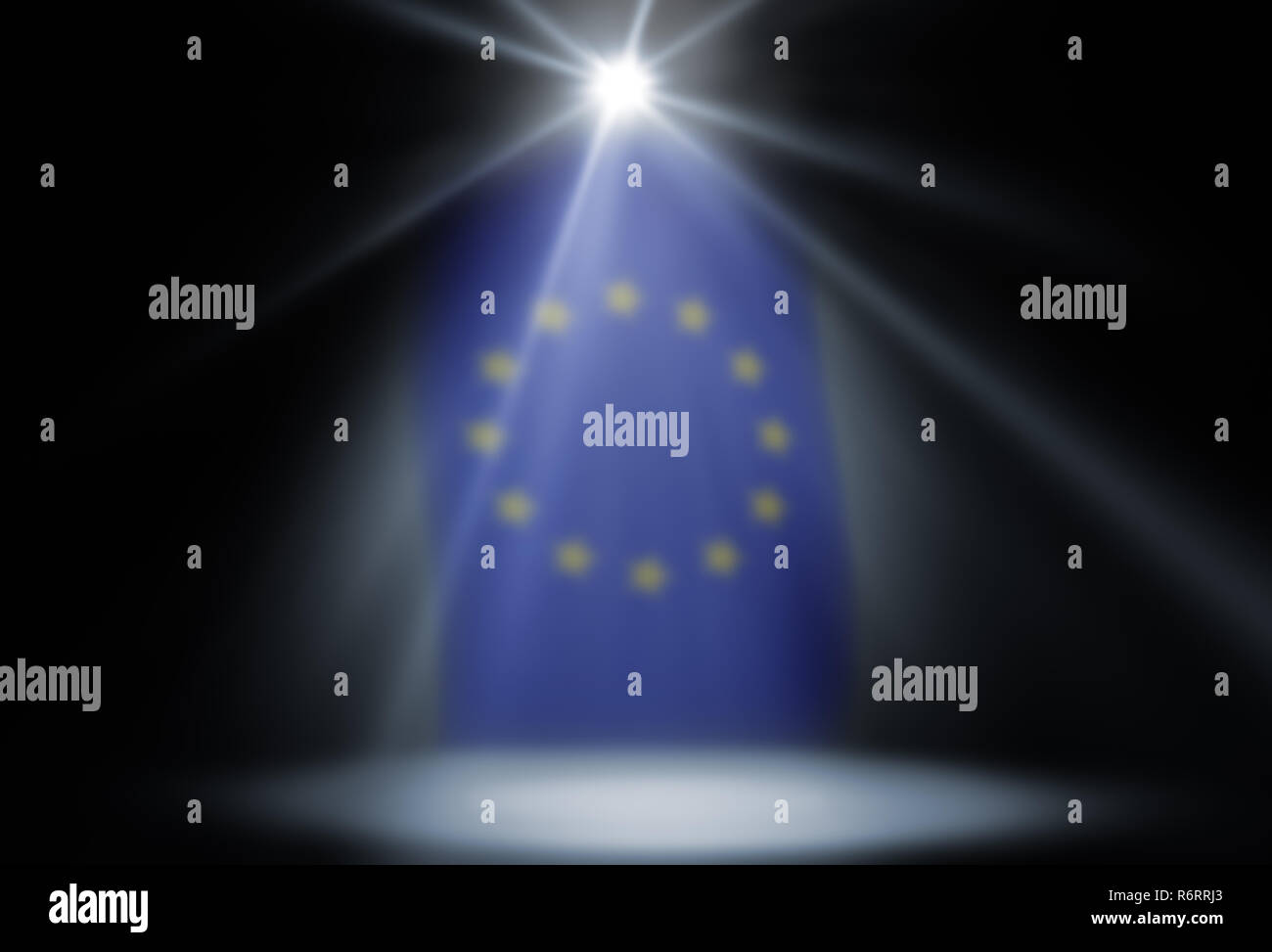 stage spot lighting background with flag of the european union Stock ...