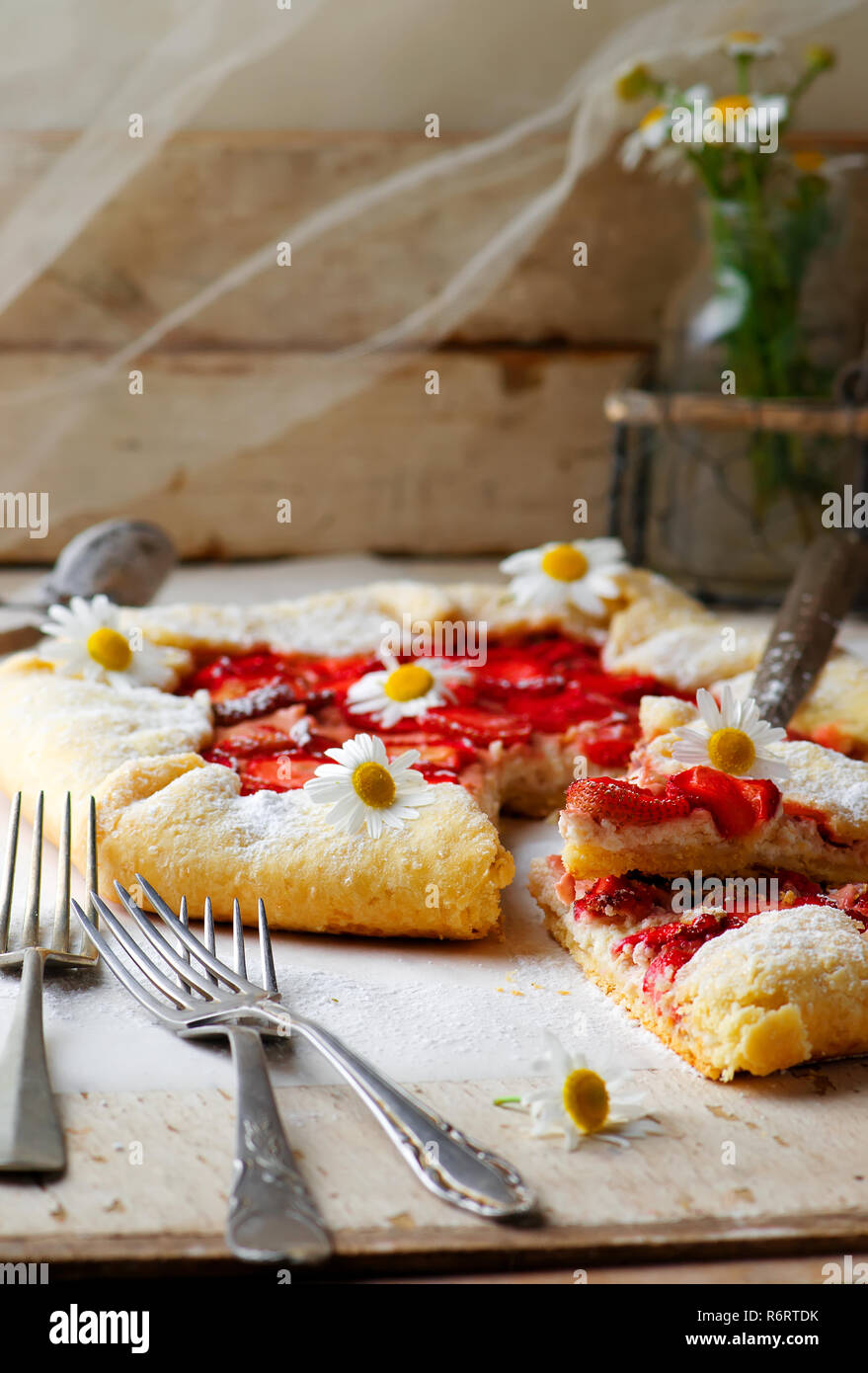 Rustic strawberry tart..rustic style.selective focus Stock Photo - Alamy