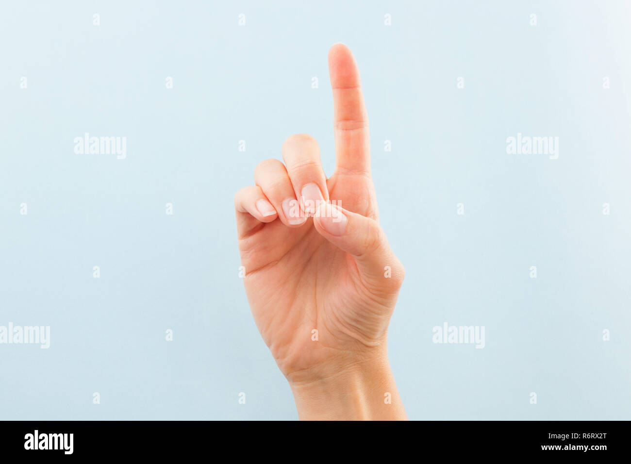 American sign language D Stock Photo - Alamy