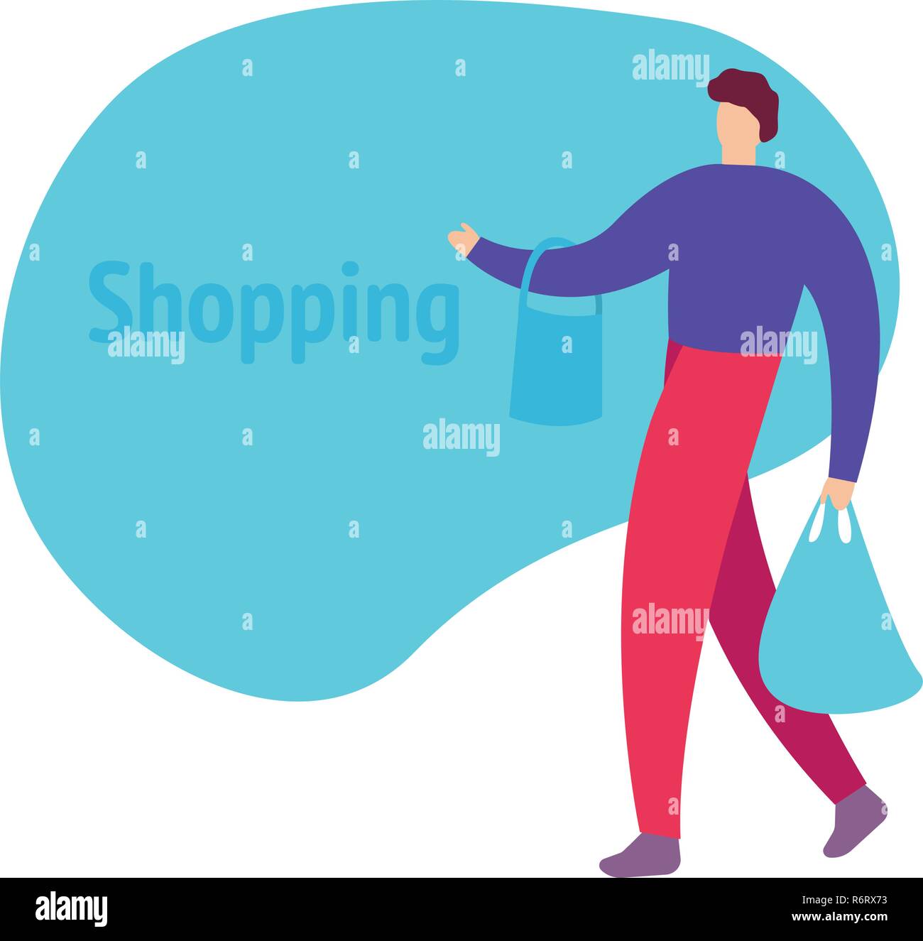 Man is shopping. Man holding bags Vector illustration of a flat design ...