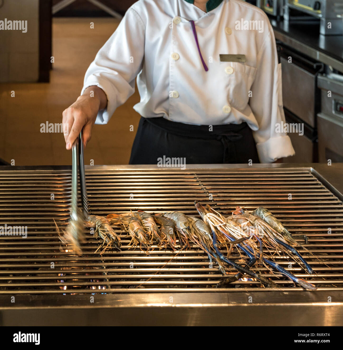 Chef Grilled Prawn Stock Photo - Alamy