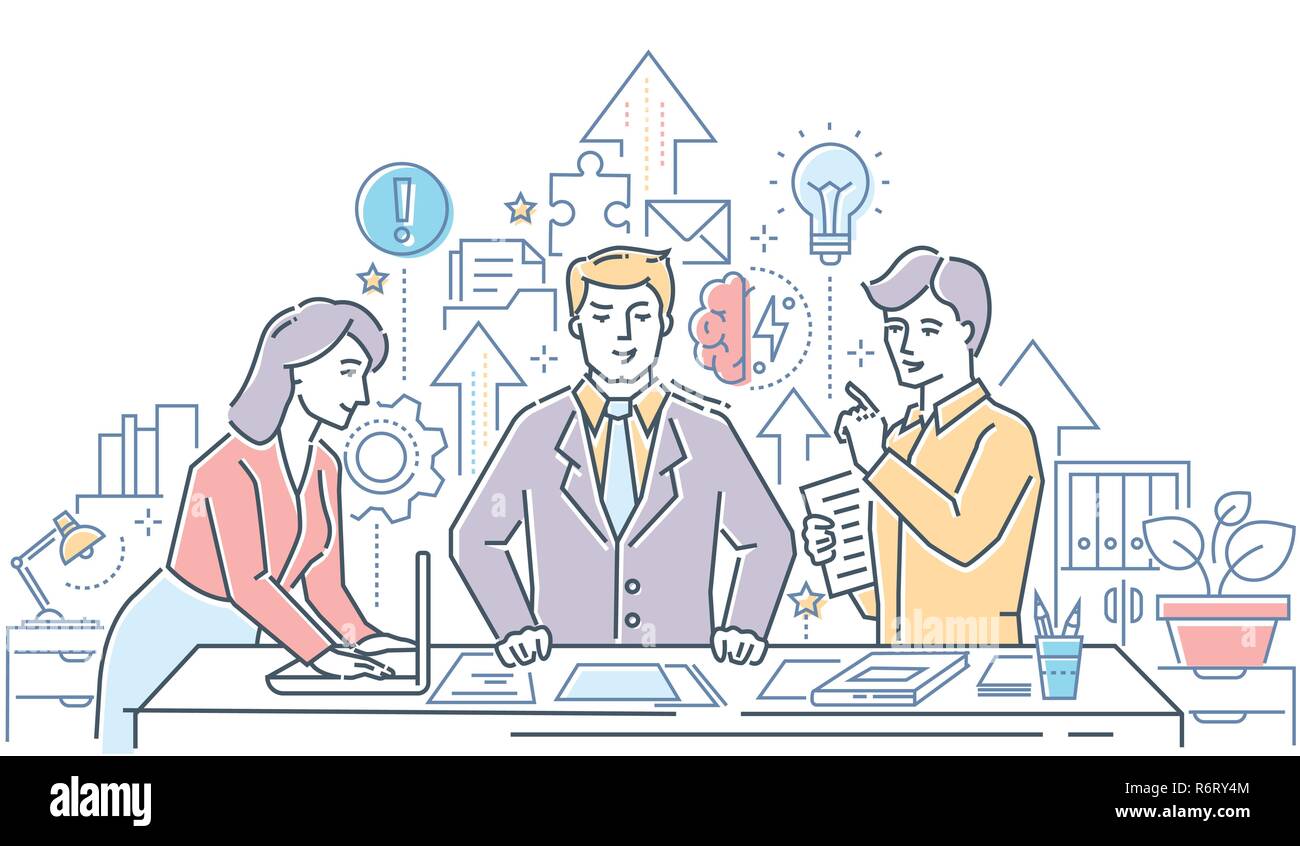 Creative group - modern line design style illustration Stock Vector ...