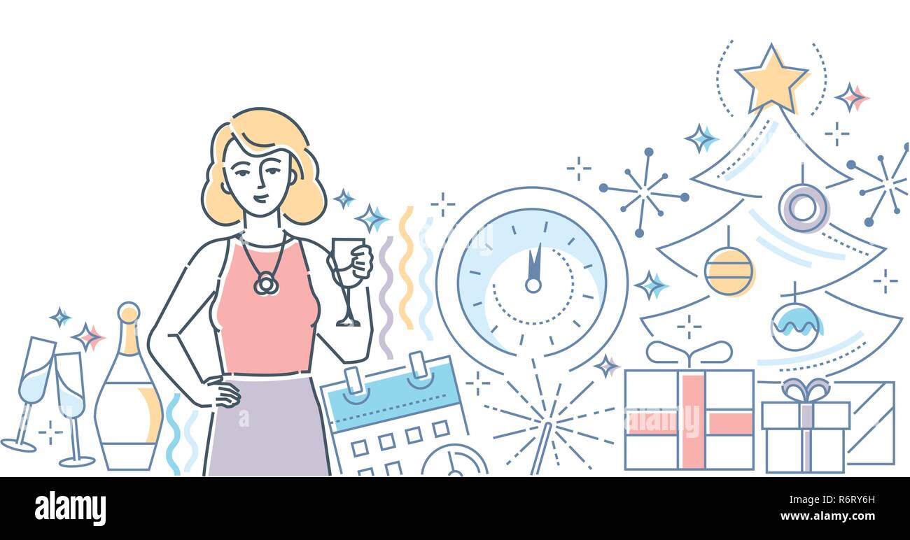 New year concept woman Stock Vector Images - Alamy