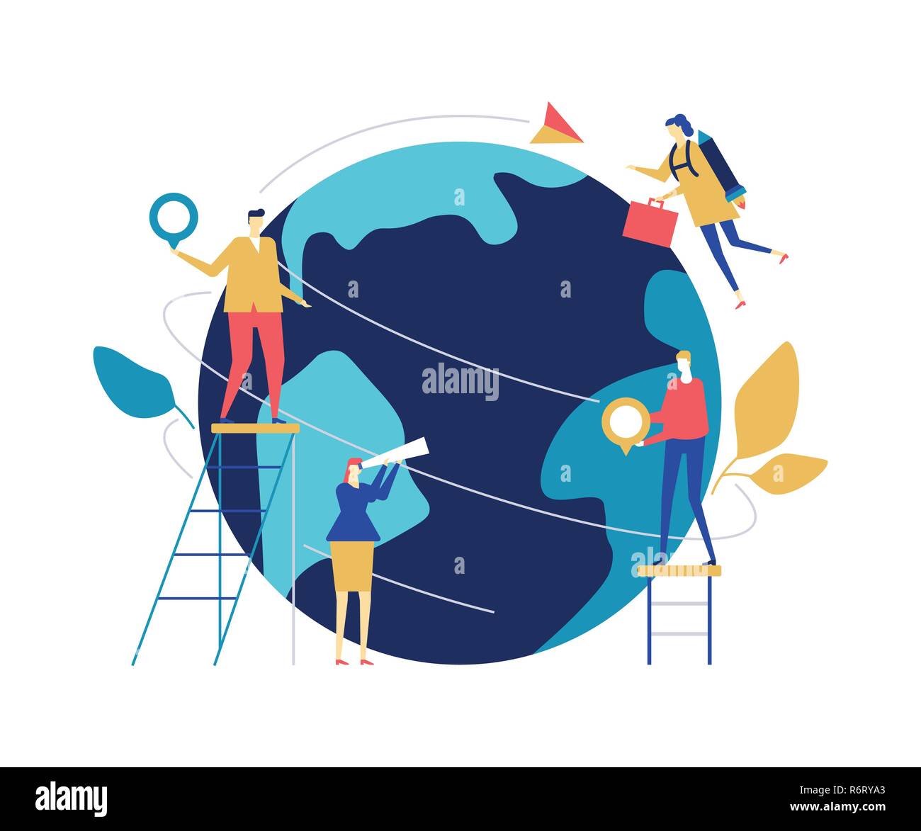 Global business - flat design style colorful illustration Stock Vector ...