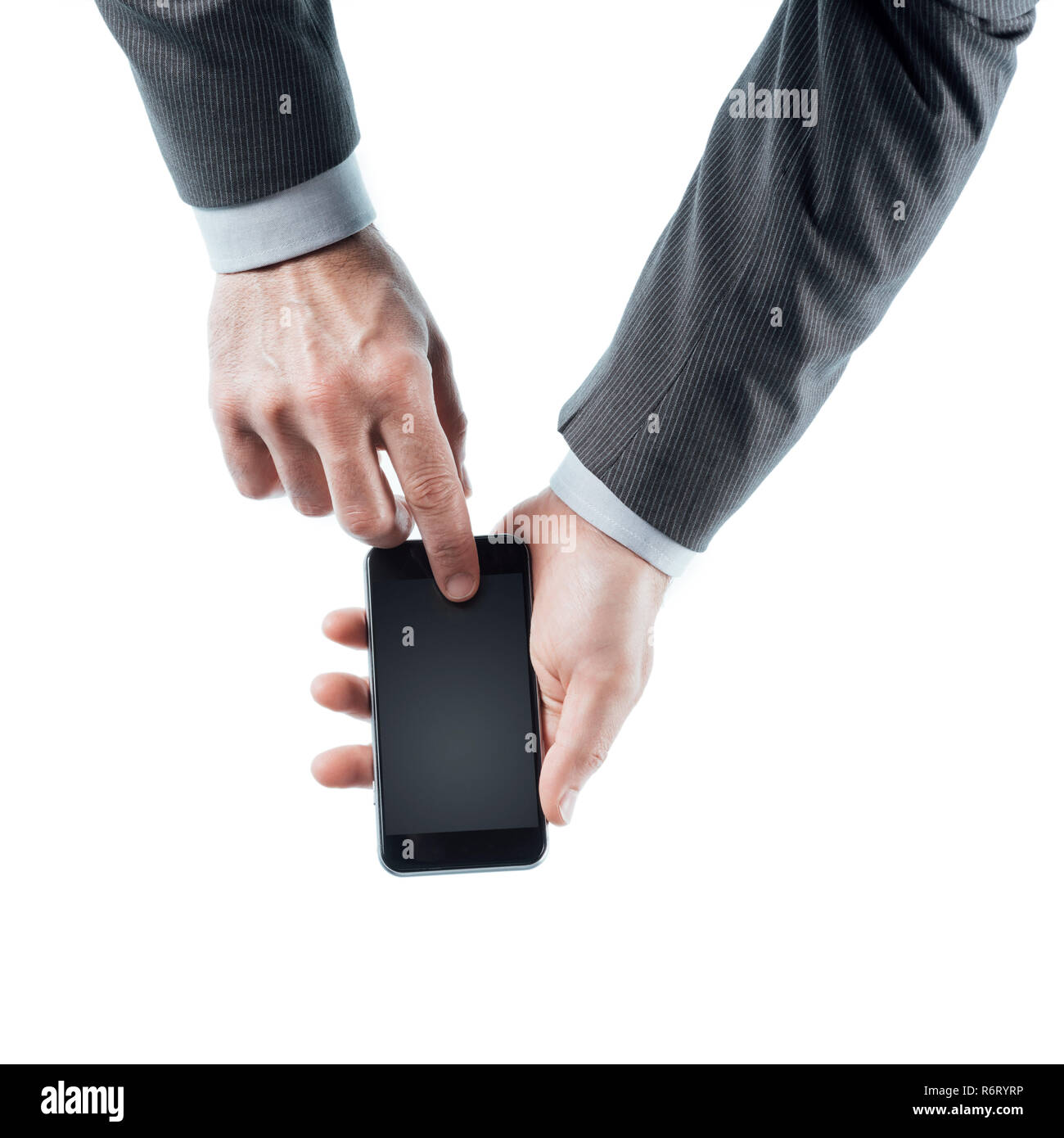 Man using texting while working Cut Out Stock Images & Pictures - Alamy