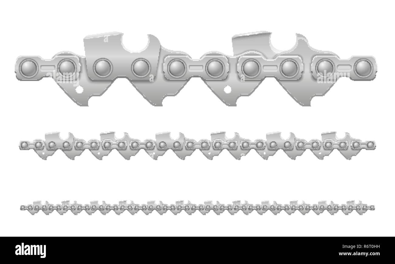 chainsaw chain metal and sharply sharpened vector illustration isolated ...