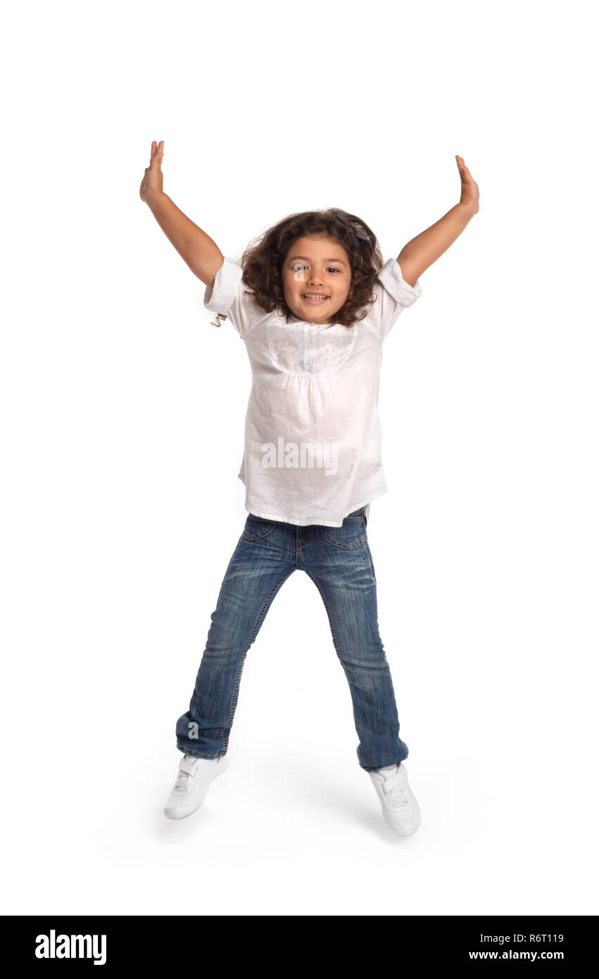 Cute girl jumping Stock Photo - Alamy