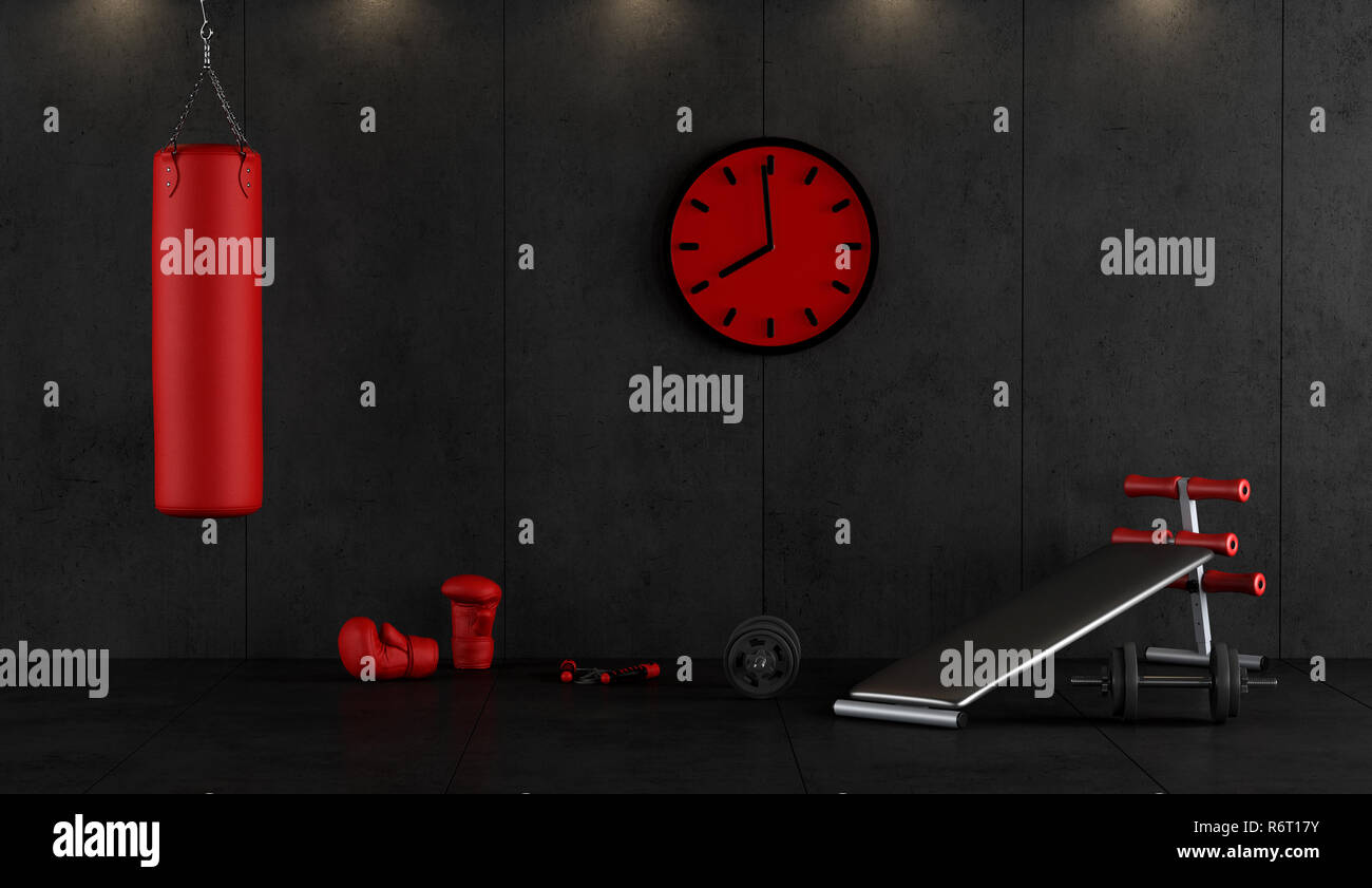 Red and black boxing gym Stock Photo - Alamy