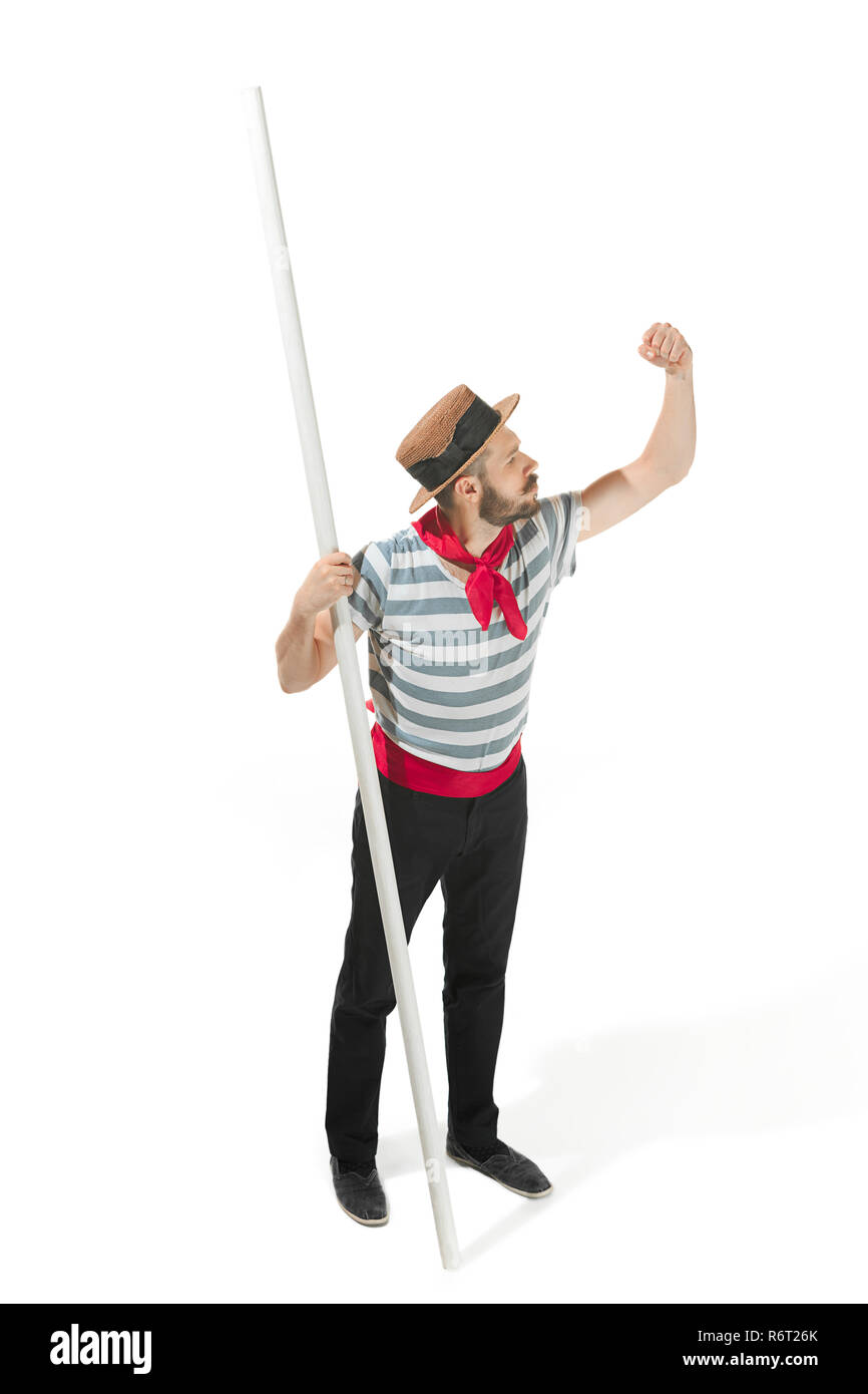Caucasian man in traditional gondolier costume and hat Stock Photo - Alamy