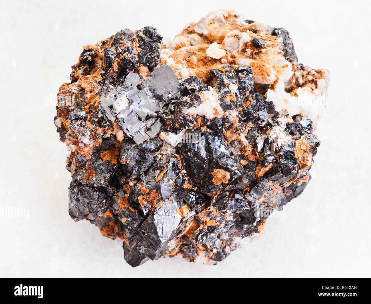 raw Sphalerite with Galena ore on white marble Stock Photo - Alamy