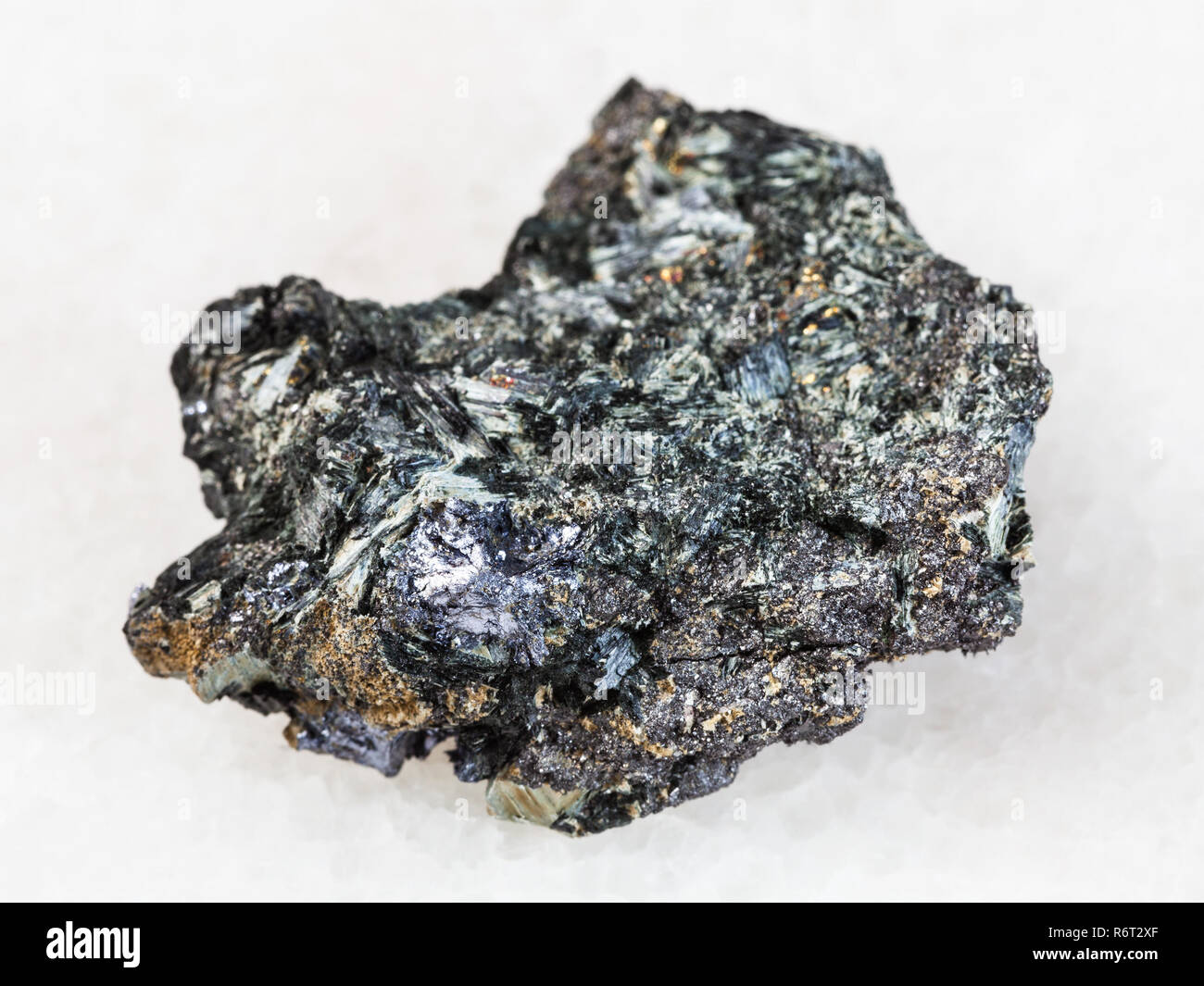 Molybdenite crystal in Glaucophane stone on white Stock Photo - Alamy