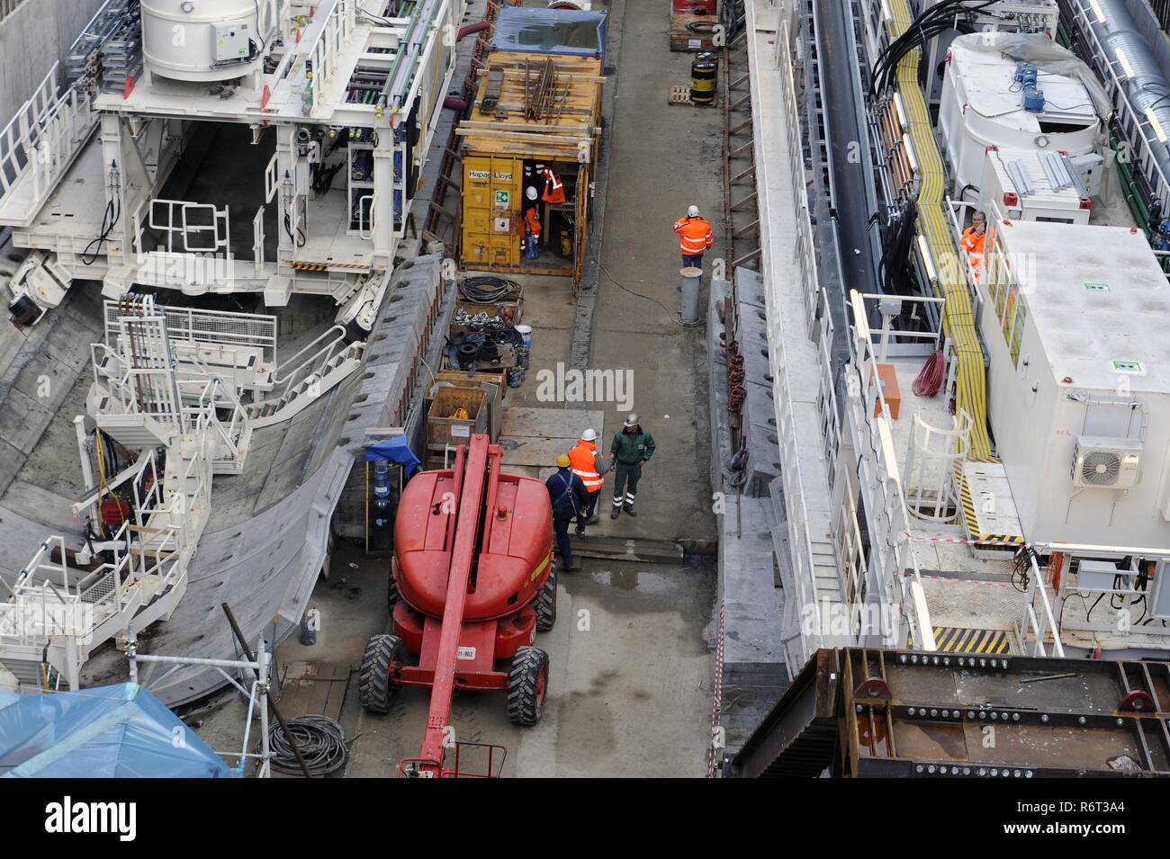 Milan (Italy), building yard for the construction of the new line 4 ...