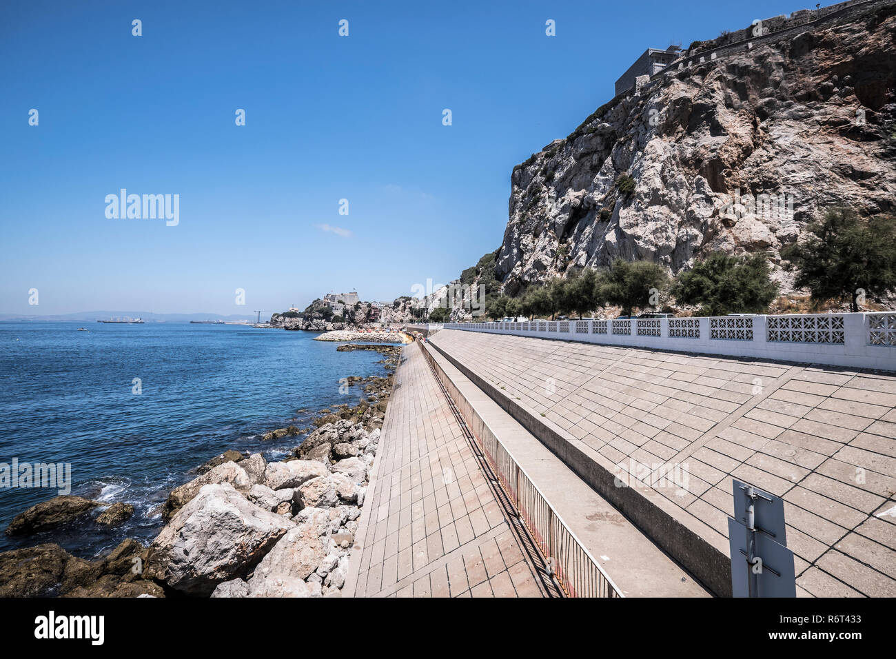 View of the Bay of Gribraltar or Argeciras from Gibraltar, Europa Pool ...