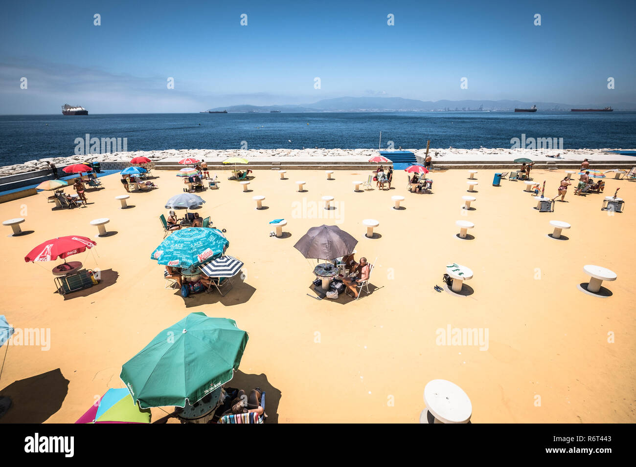 View of the Bay of Gribraltar or Argeciras from Gibraltar, Europa Pool ...