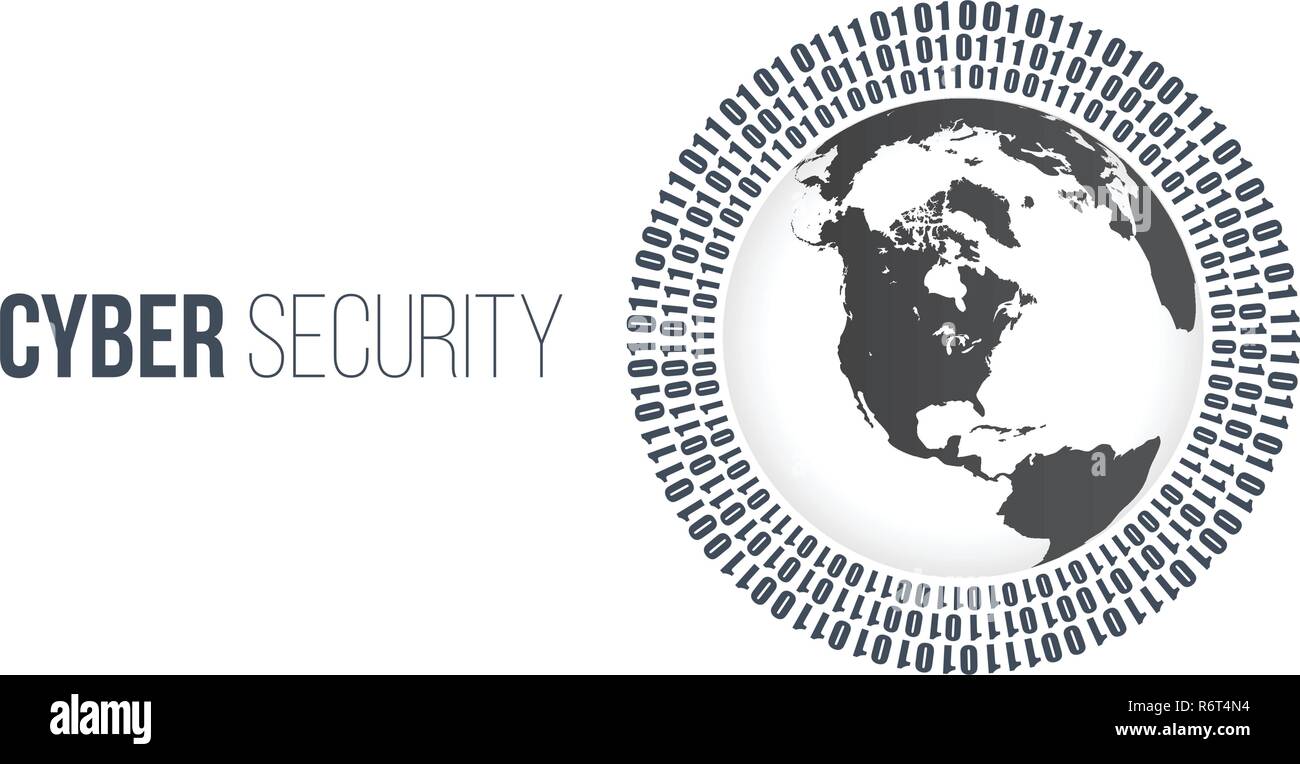 abstract technology concept cyber security with circle world and ...
