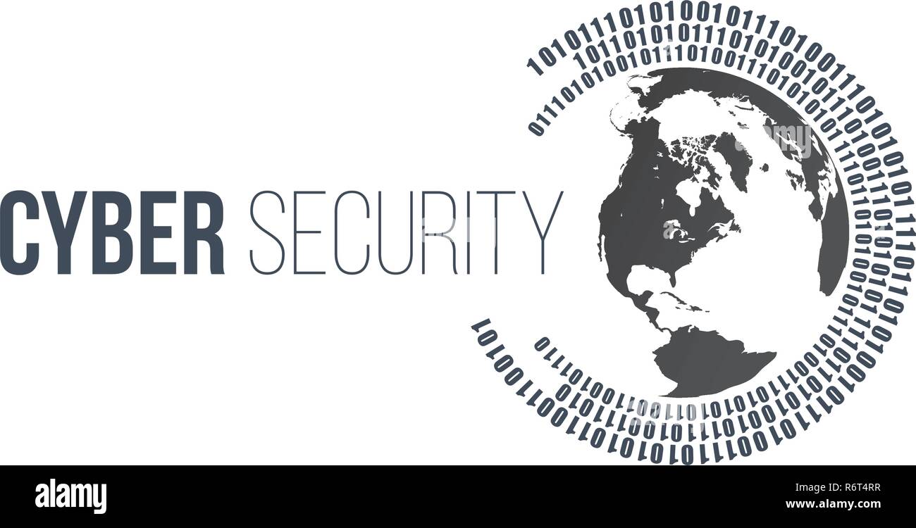 abstract technology concept cyber security with circle world and ...