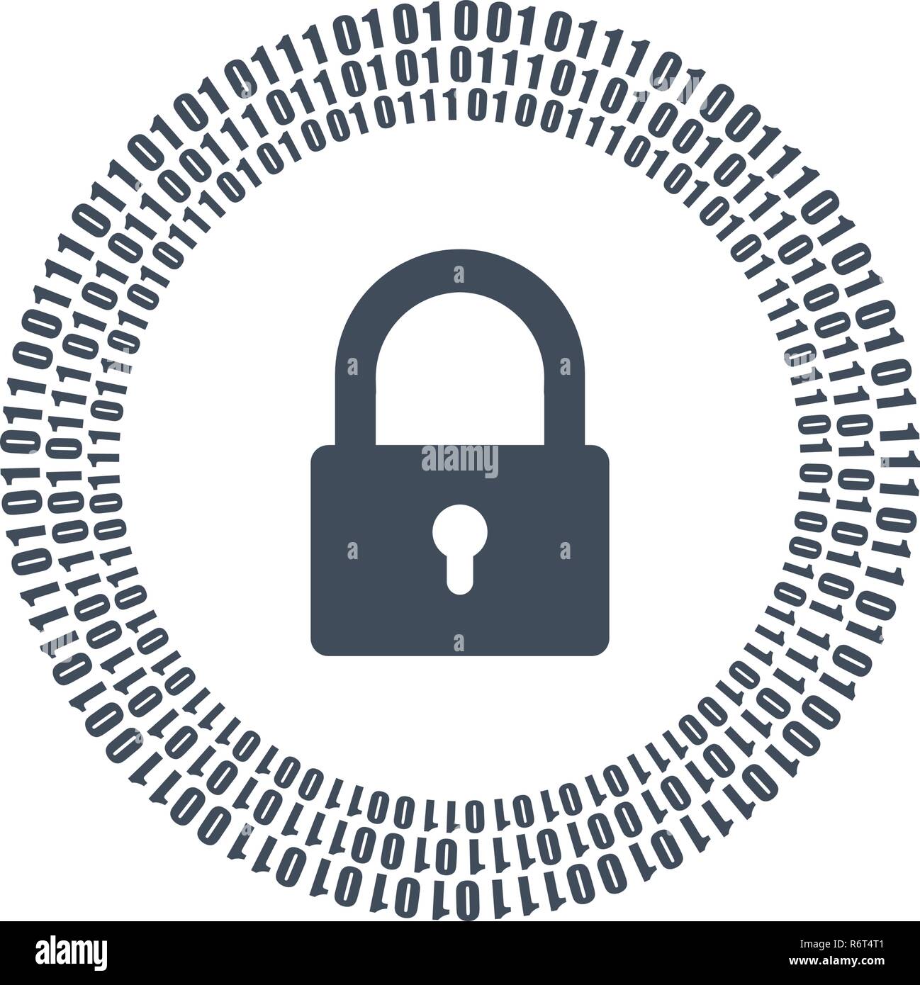 Digital lock and binary one and zero digits in circle around it. cyber security concept. digital ...