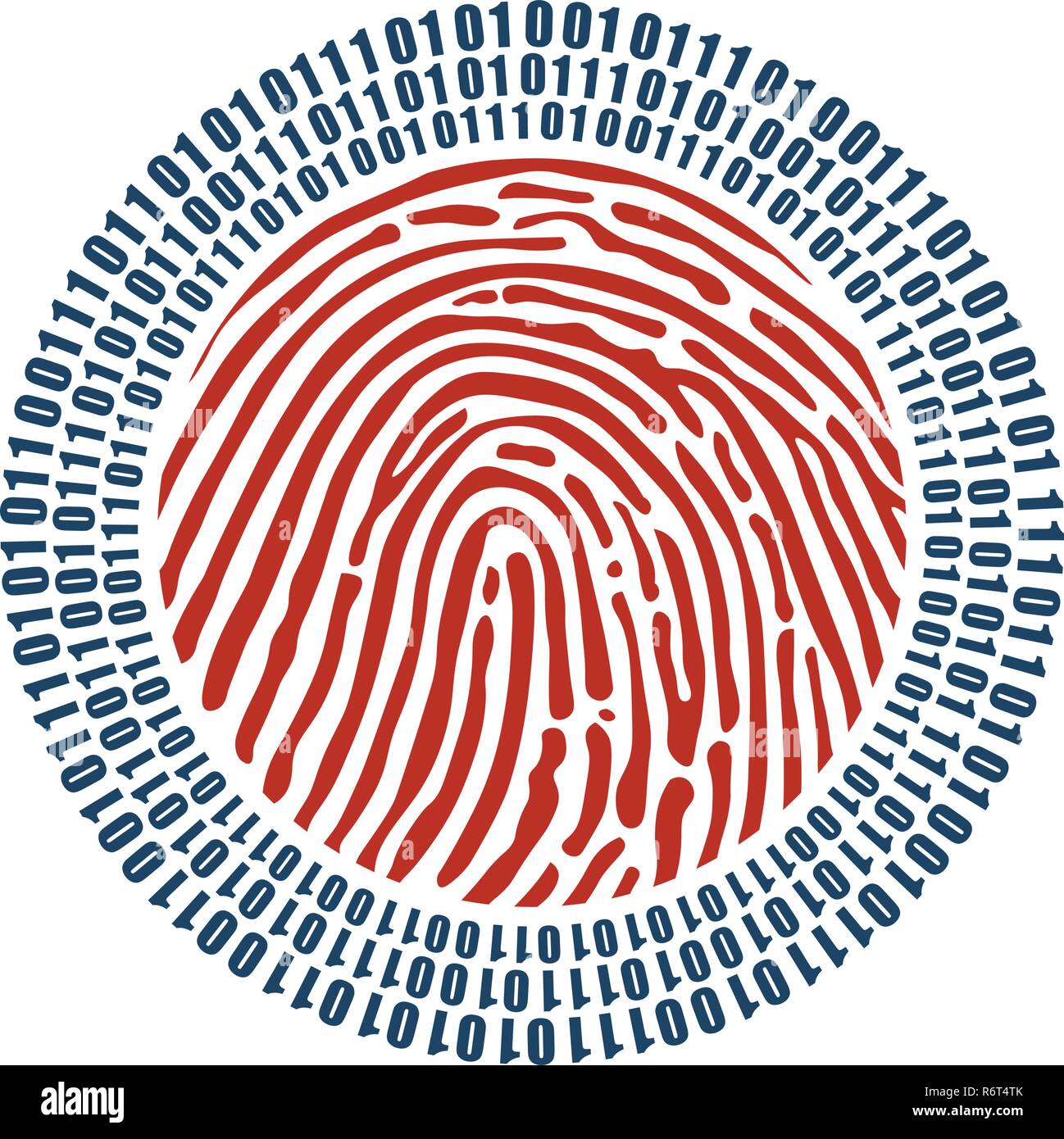 Digital Fingerprint And Binary One And Zero Digits In Circle Around It Cyber Security Concept 